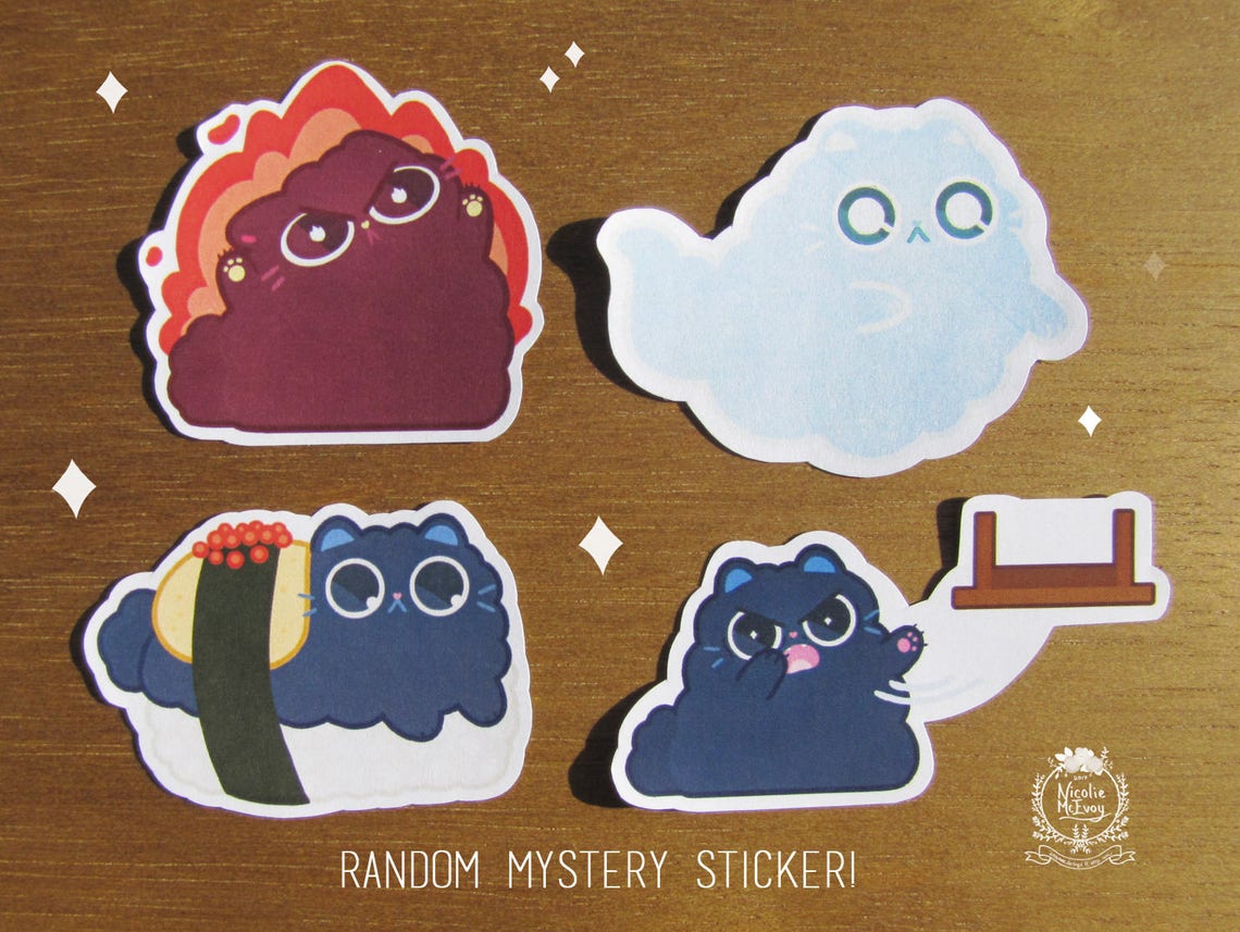 Floof Cat Sticker Set - Etsy