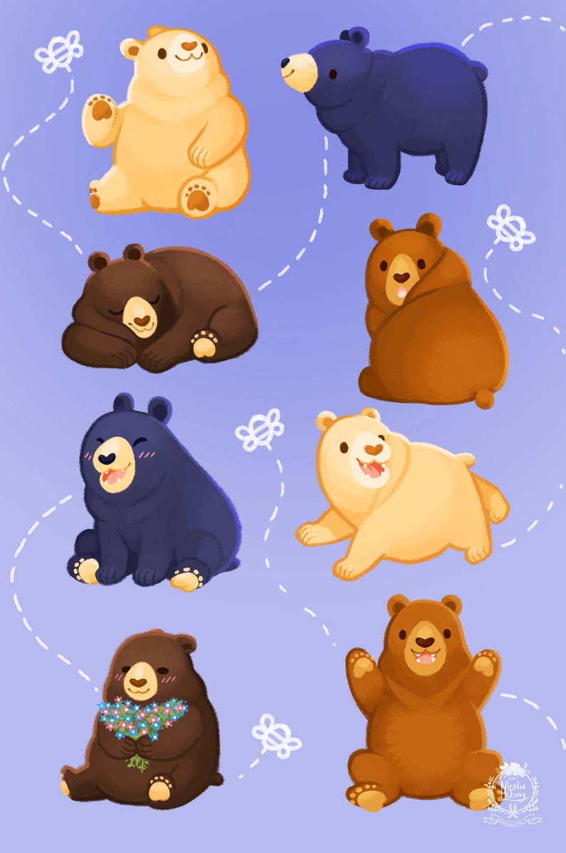 Fuzzy Bear Stickers - Etsy