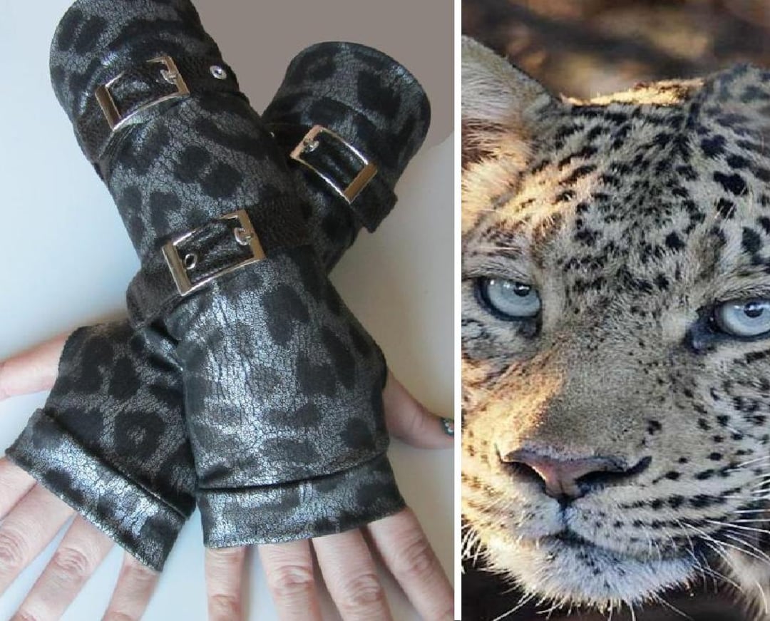 Stelmaria Snow Leopard Belted Gloves - Etsy