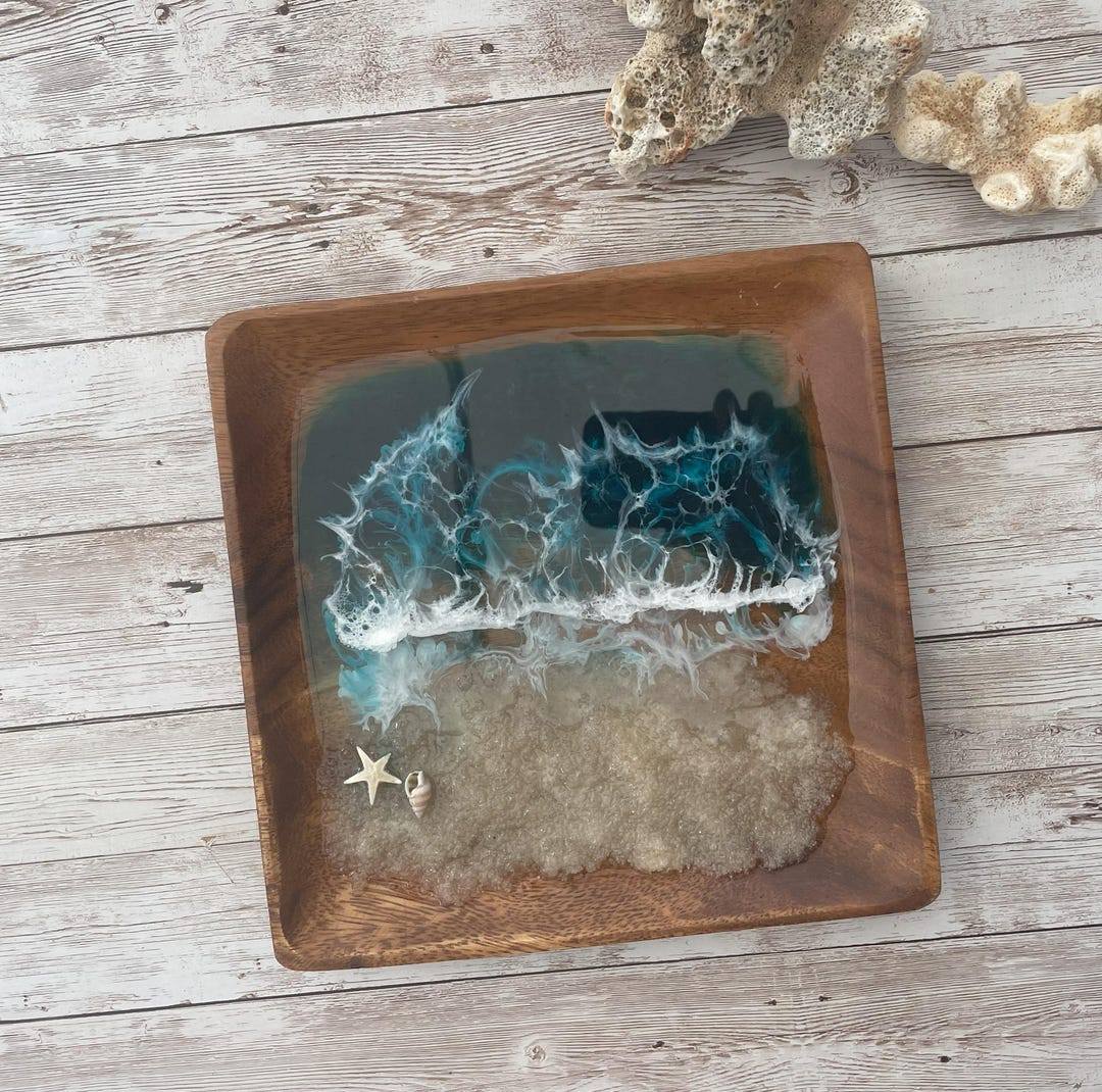 Ocean Wave Trinket Tray, Bathroom Vanity, Beach Decor, Jewelry Tray ...