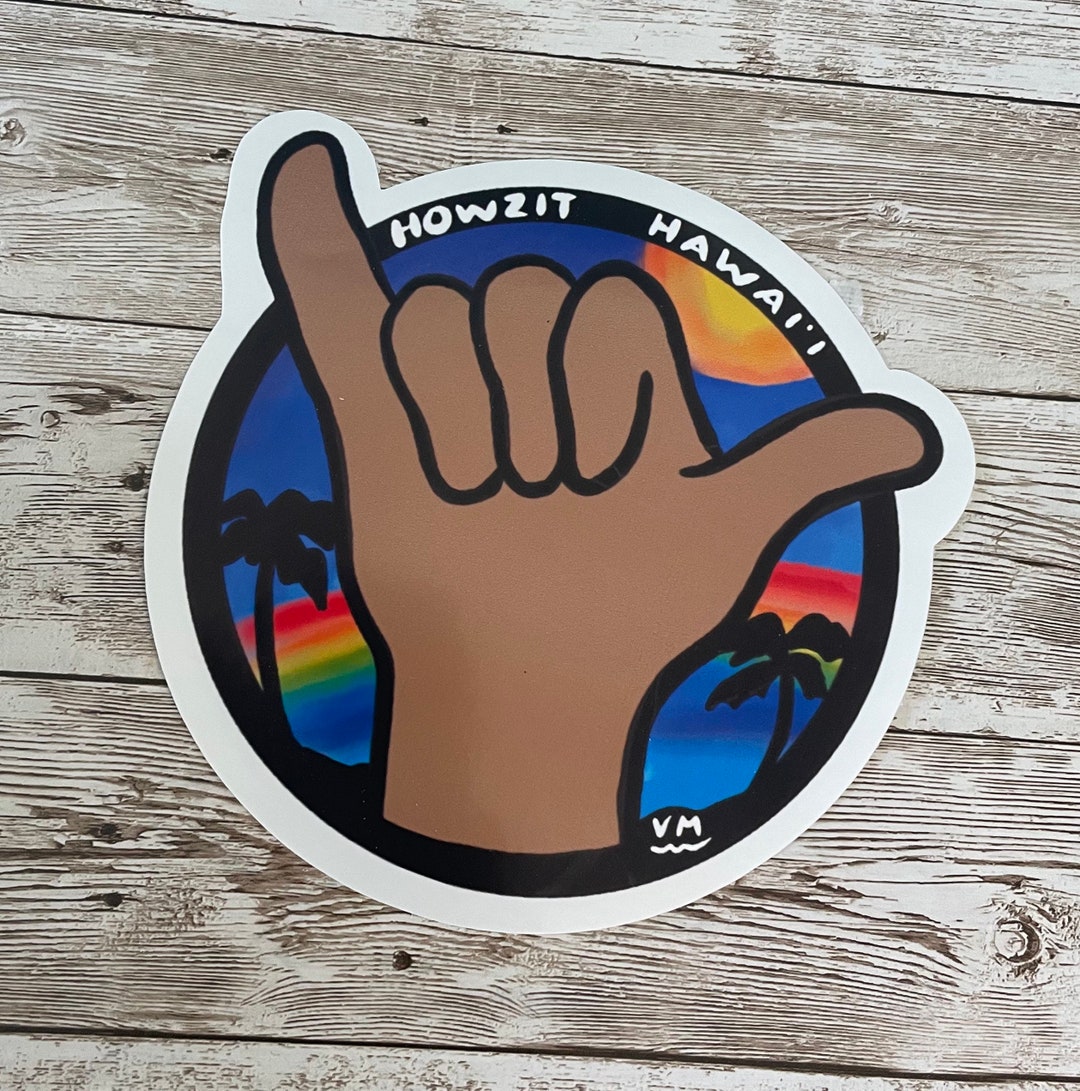 Shaka Vinyl Waterproof Sticker, Water Bottle, Hawaii Sticker, Decal - Etsy