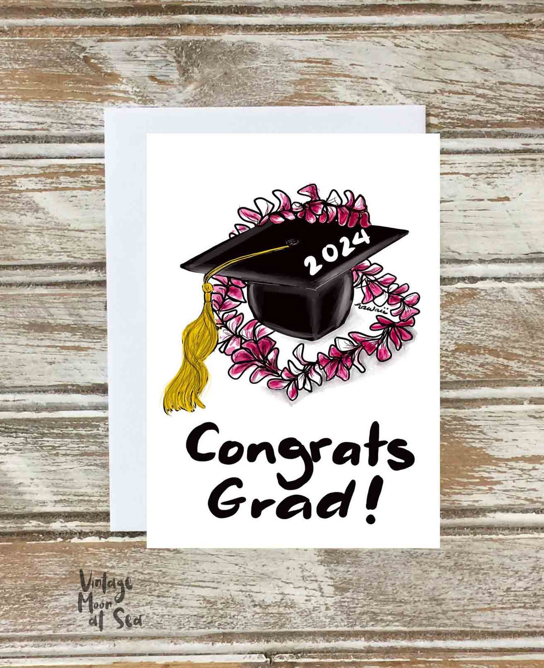 Graduation Card, Whimsical Art Card, Hawaii Greeting Card, Blank Card ...
