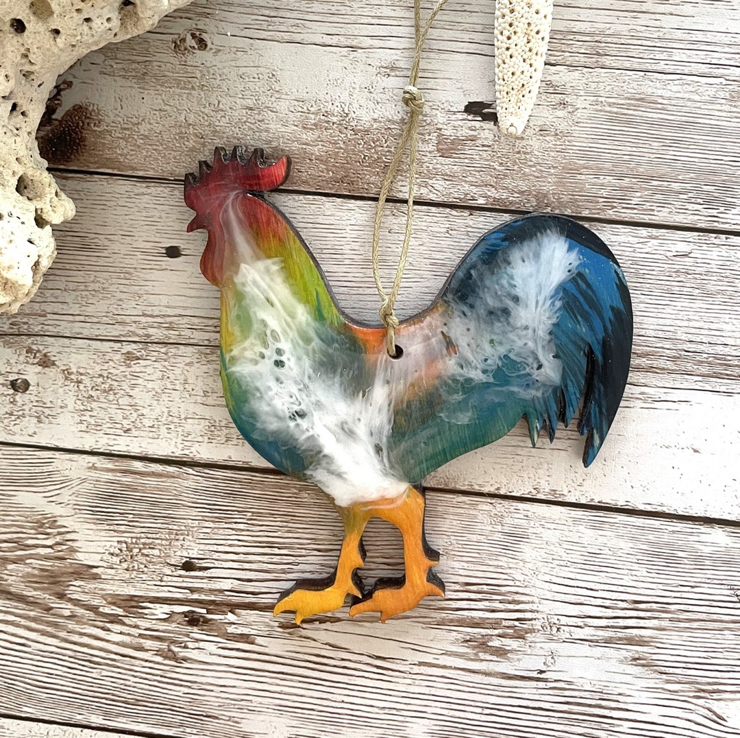 Rooster Ocean Wave Ornament, Hawaii Gift, Beach Art, Hawaii Art, Beach ...