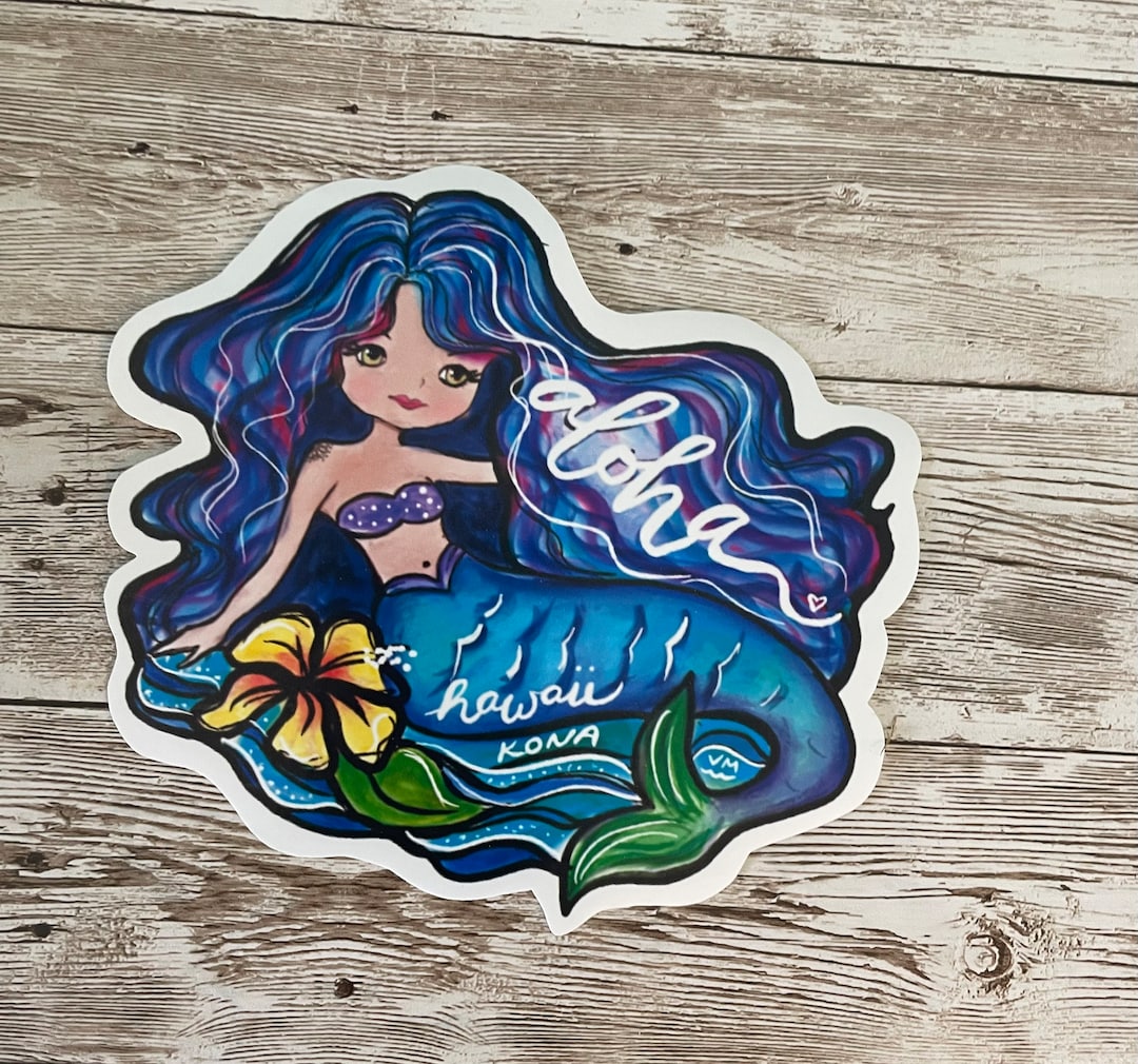 Mermaid Vinyl Waterproof Sticker, Water Bottle, Hawaii Sticker, Decal ...