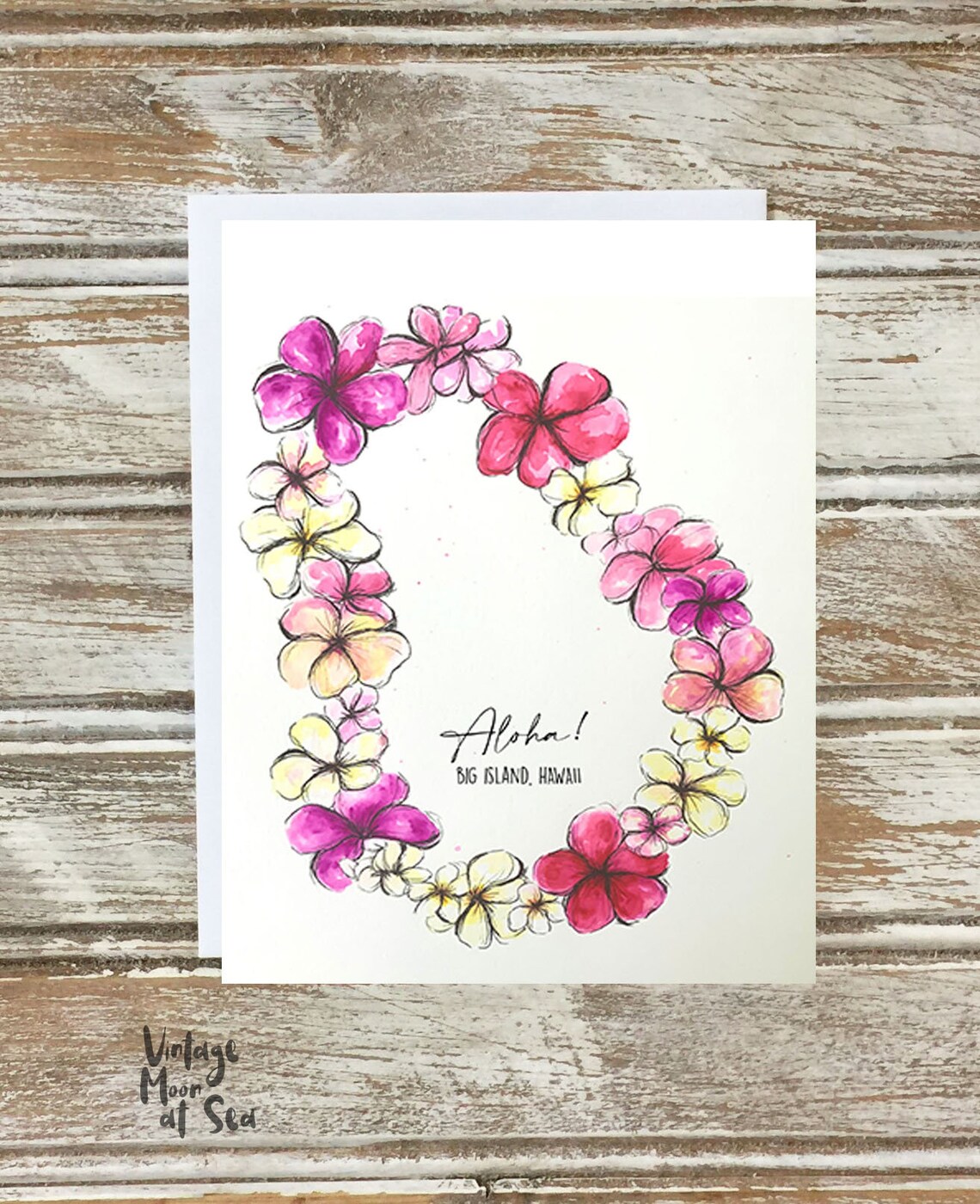 Plumeria Lei Note Card Whimsical Art Card Hawaii Greeting - Etsy