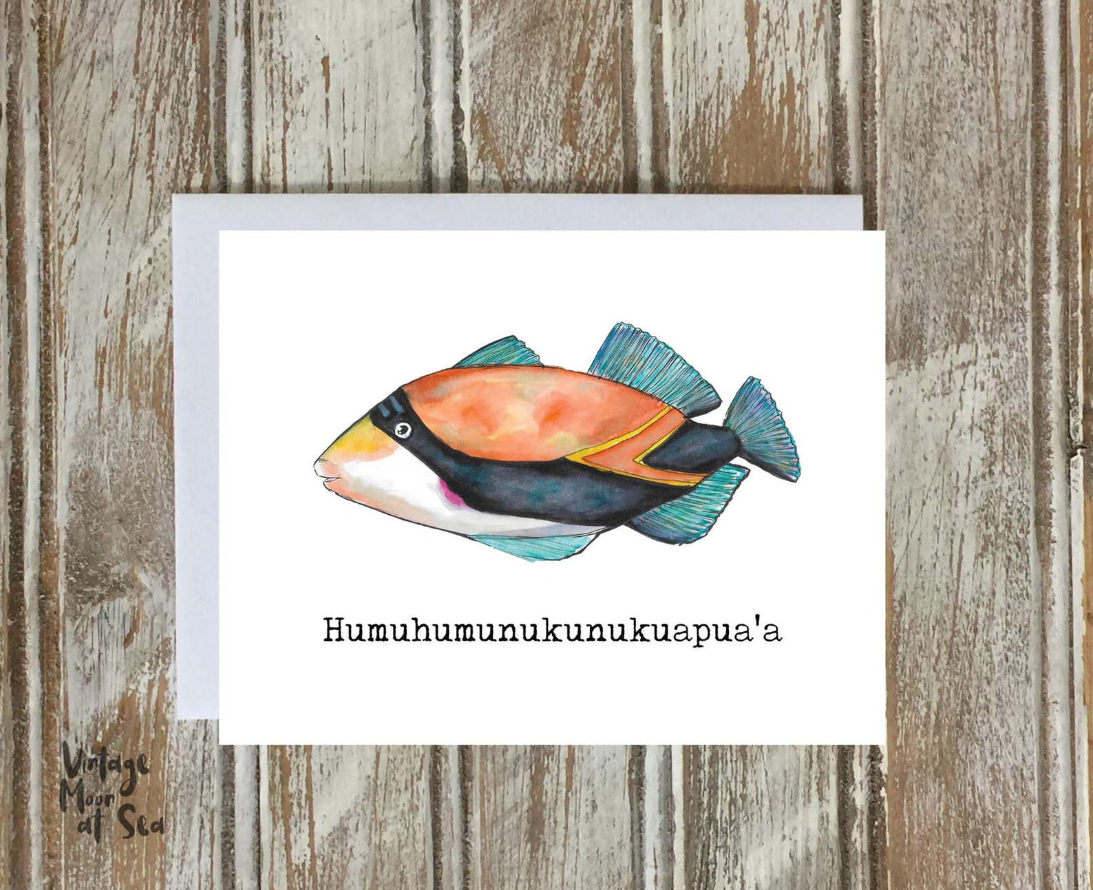 Humuhumunukunukuapua'a Note Card, Whimsical Art Card, Hawaiian State ...