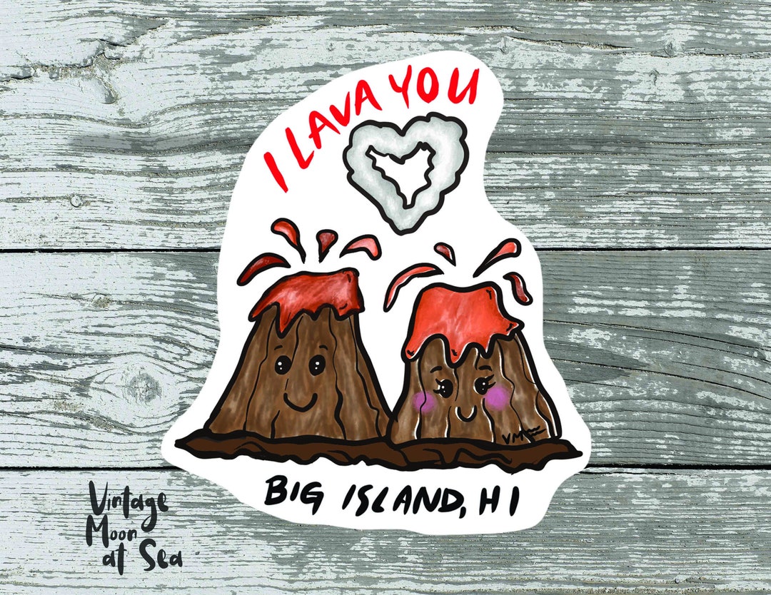Volcano Couple I Lava You Vinyl Waterproof Sticker, Water Bottle ...