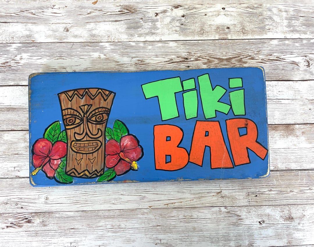 Tiki Bar Sign | Tropical | Hawaii Sign | Hawaii Wall Art | Bar Decor - Etsy