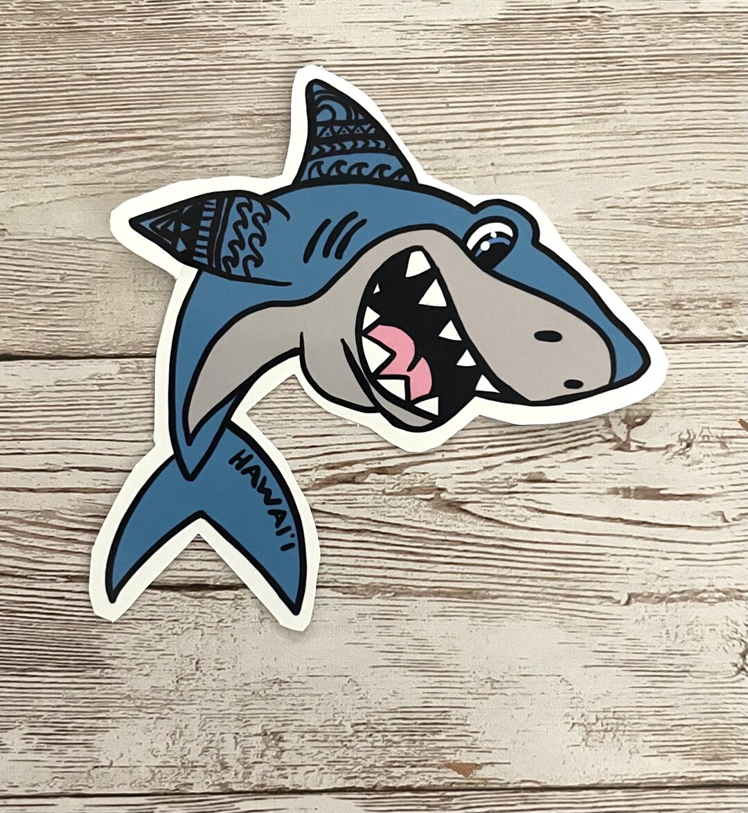 Shark Vinyl Waterproof Sticker, Water Bottle, Hawaii Sticker, Decal - Etsy