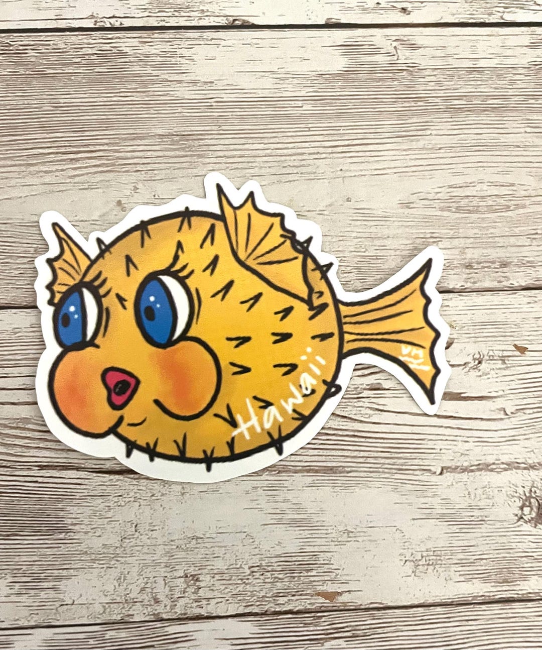 Puffer Fish Vinyl Waterproof Sticker, Water Bottle, Hawaii Sticker ...