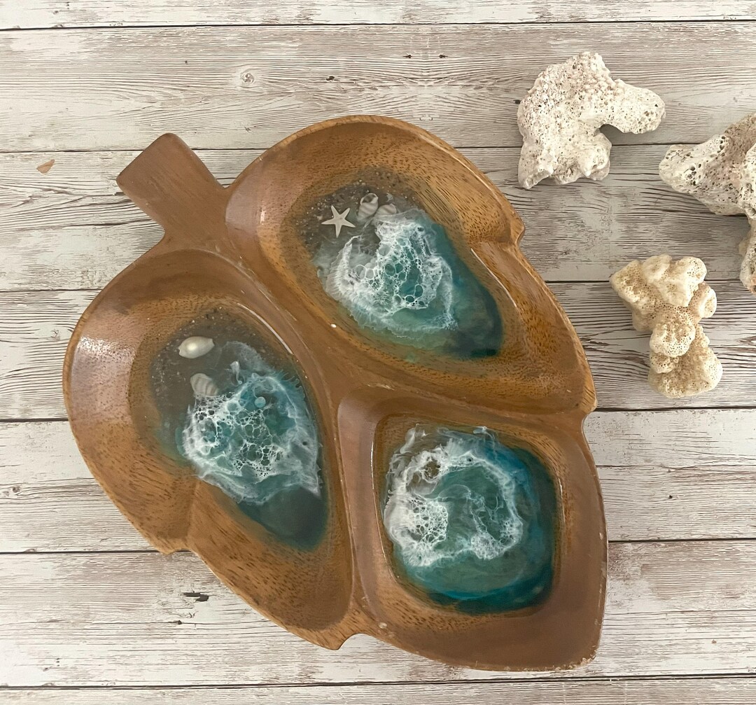Ocean Wave Trinket Tray, Bathroom Vanity, Beach Decor, Jewelry Tray ...