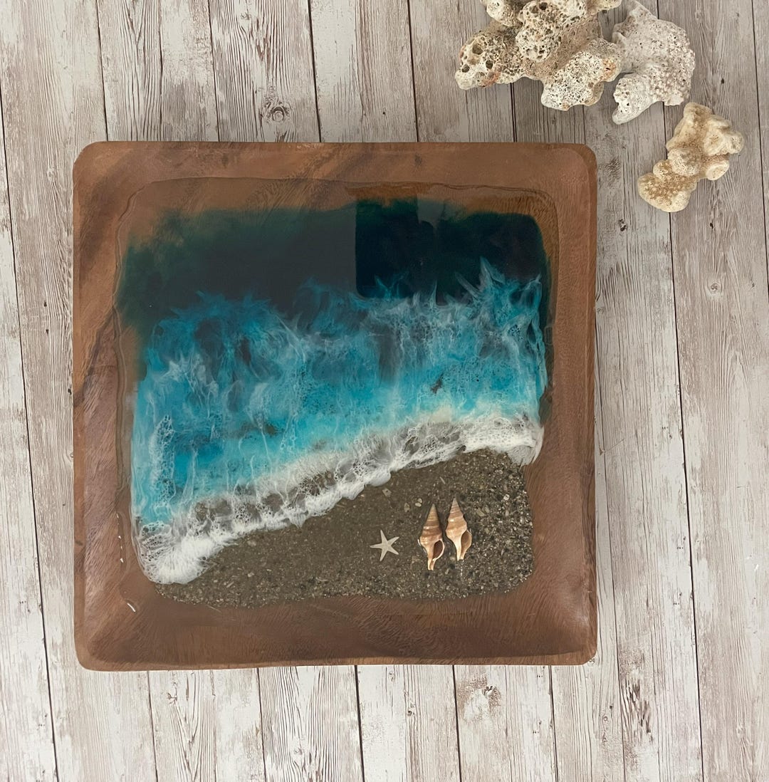 Ocean Wave Trinket Tray, Bathroom Vanity, Beach Decor, Jewelry Tray ...