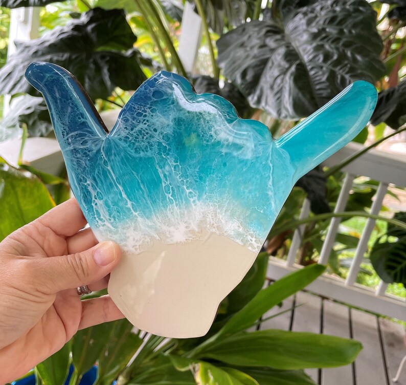 Shaka Art | 8" Resin Ocean Wave | Tropical Resin Art | Hawaii Art ...