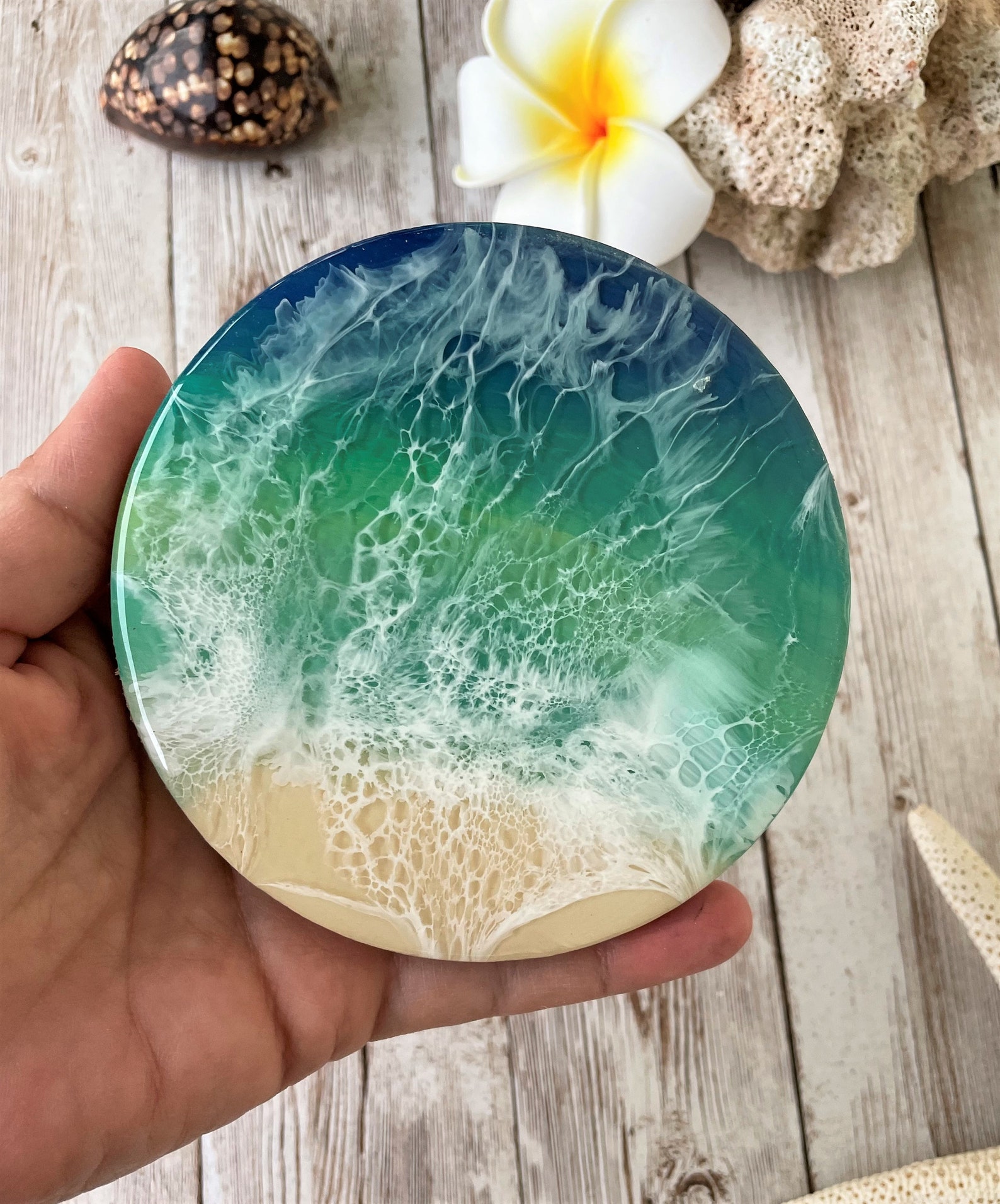 Resin Ocean Wave Coaster Tropical Resin Art Office Decor - Etsy