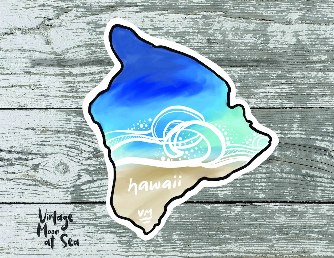 Big Island Sticker, Vinyl Waterproof Decal, Water Bottle, Hawaii ...