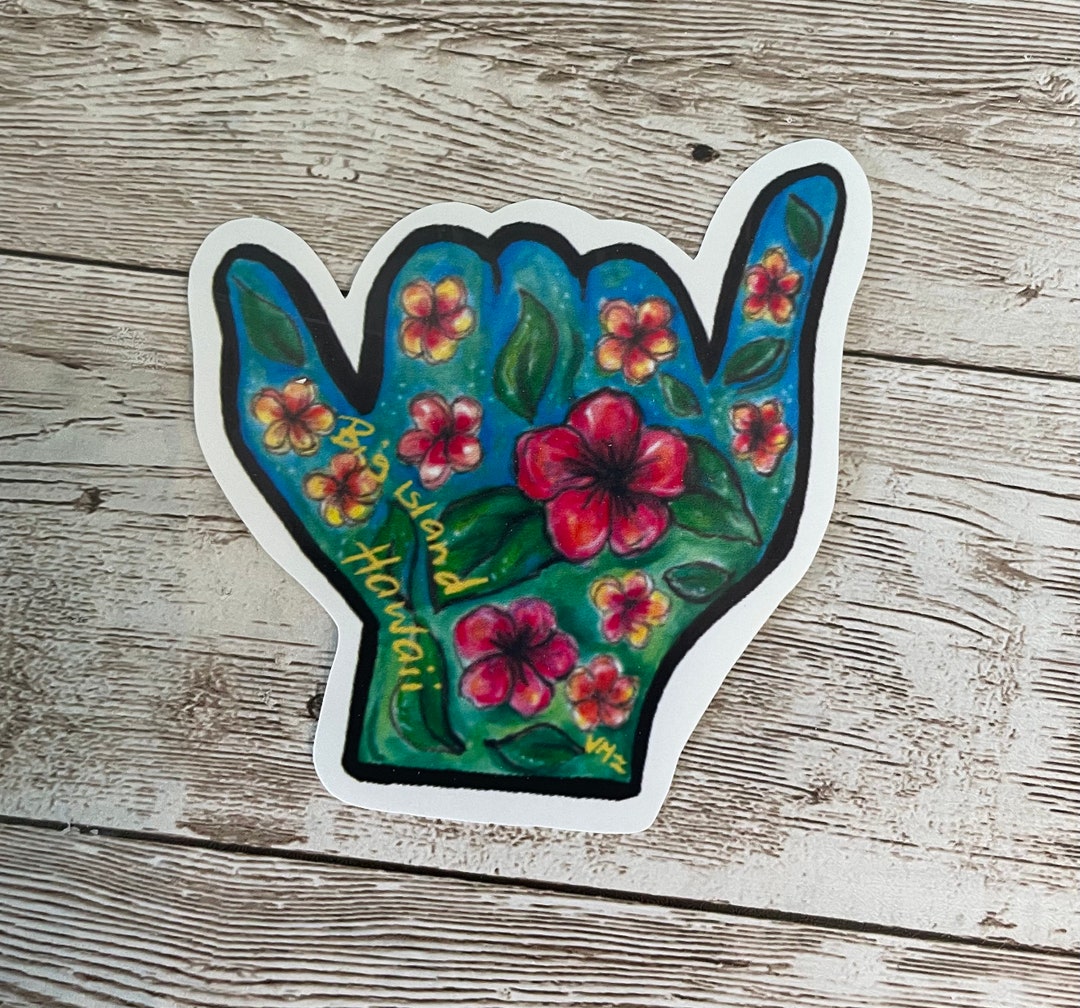 Floral Shaka Vinyl Waterproof Sticker, Water Bottle, Hawaii Sticker ...