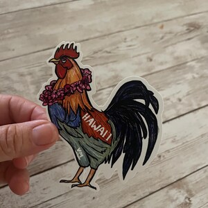 Rooster Vinyl Waterproof Sticker, Water Bottle, Hawaii State Bird, Car ...