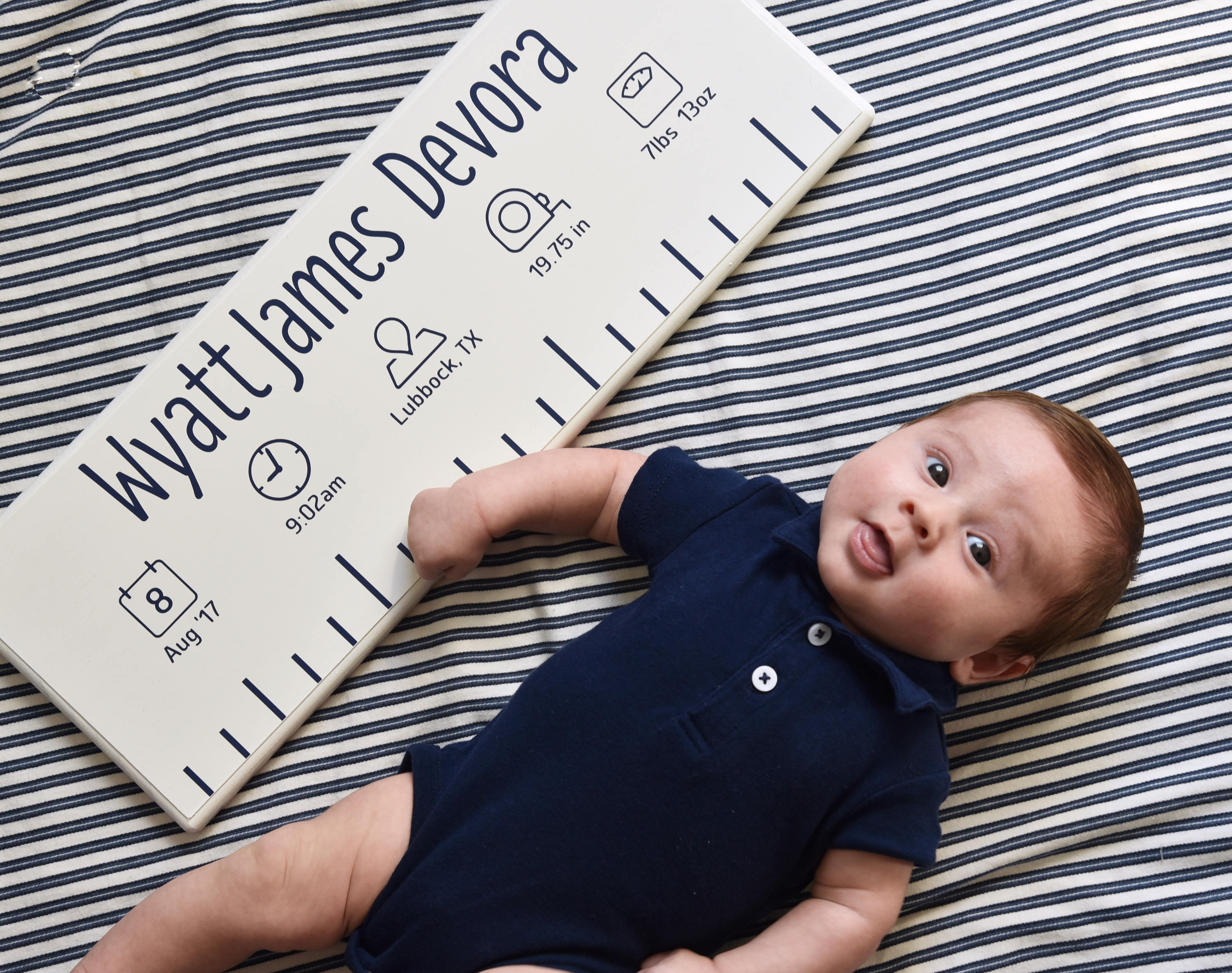 Custom Wooden Birth Ruler Modern Style With Birth Stat Icons | Etsy