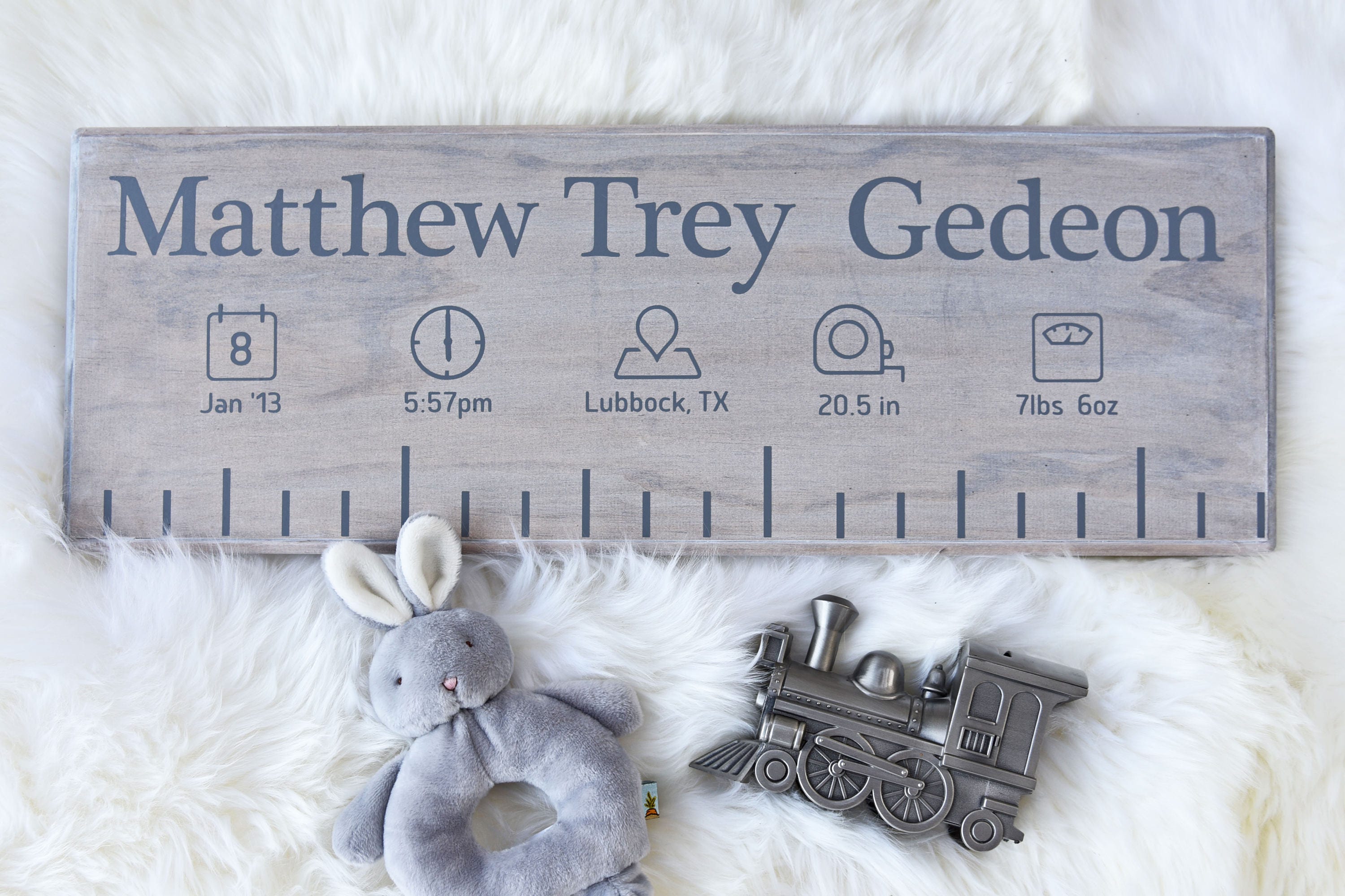 Custom Wooden Birth Ruler Modern Style With Birth Stat Icons | Etsy
