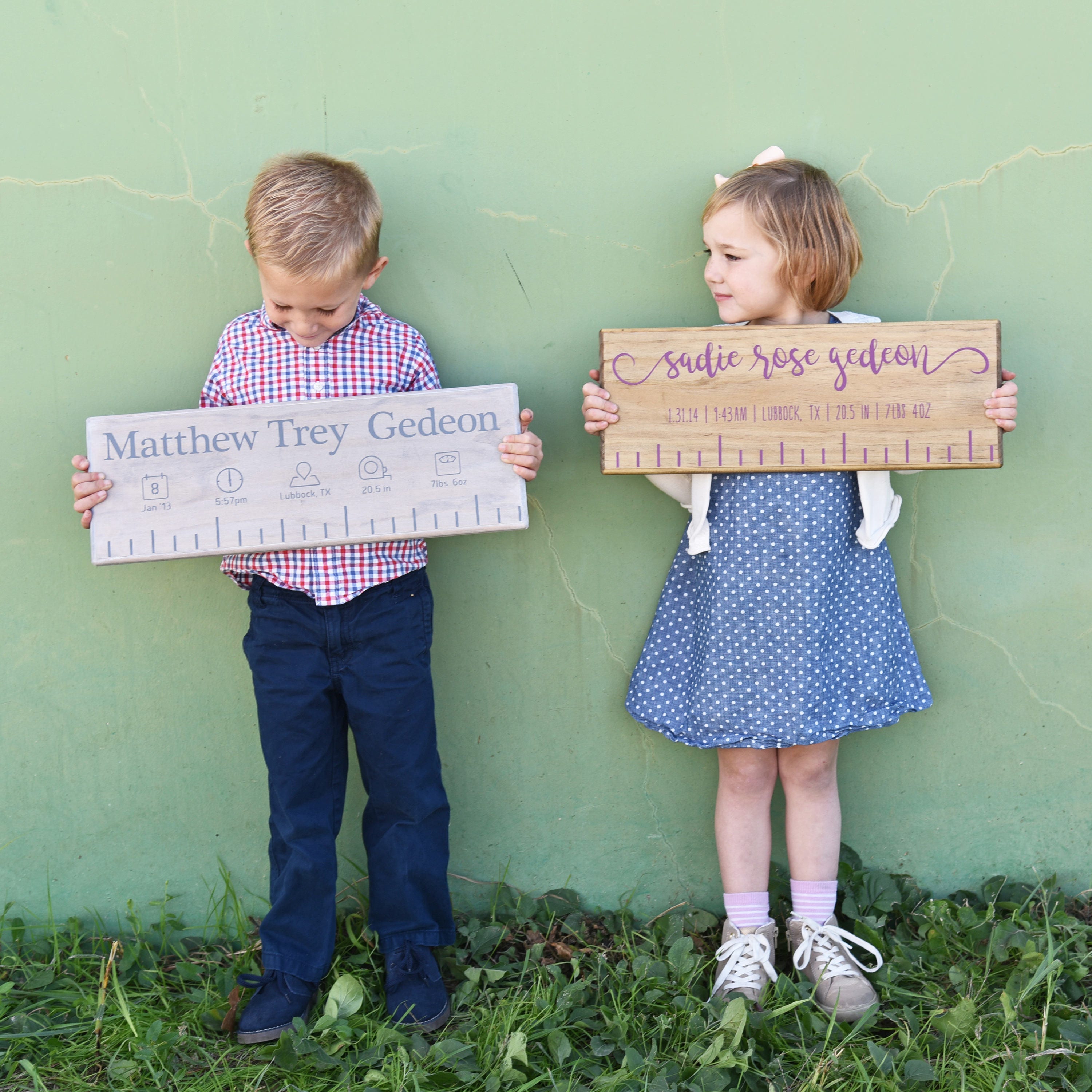 Custom Wooden Birth Ruler Modern Style With Birth Stat Icons | Etsy