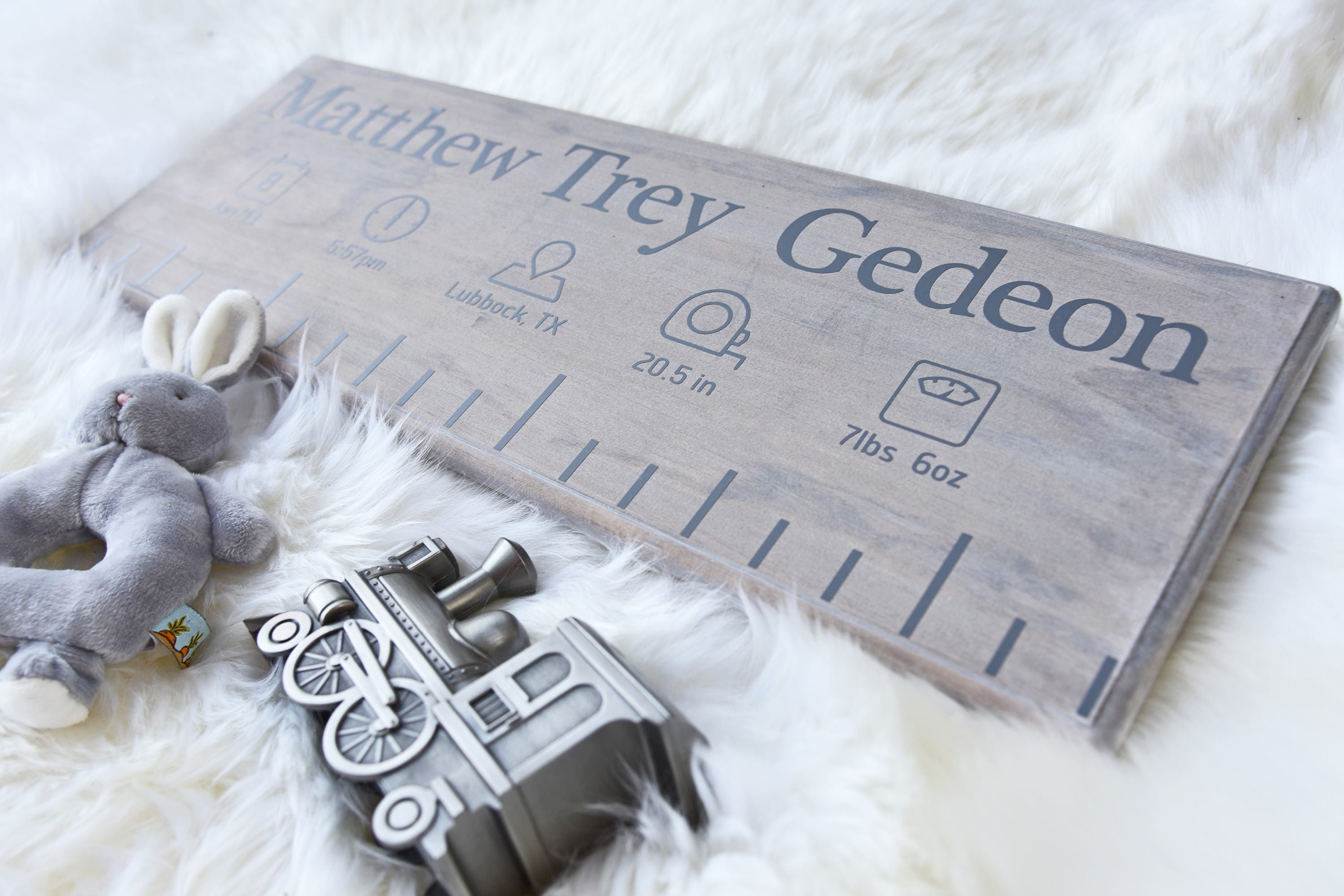 Custom Wooden Birth Ruler Modern Style With Birth Stat Icons | Etsy