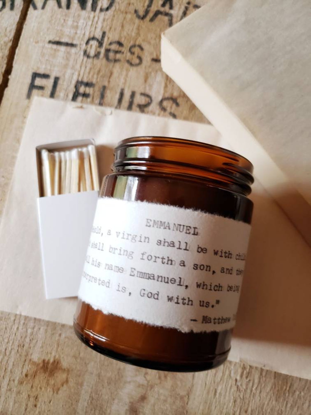 Emmanuel, Christmas Bible Verse Candle, Frankincense and Myrhh Soy ...