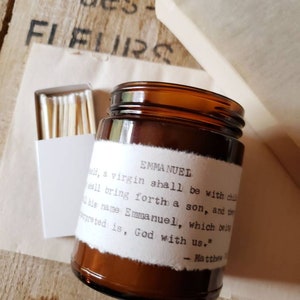 Emmanuel, Christmas Bible Verse Candle, Frankincense and Myrhh Soy ...