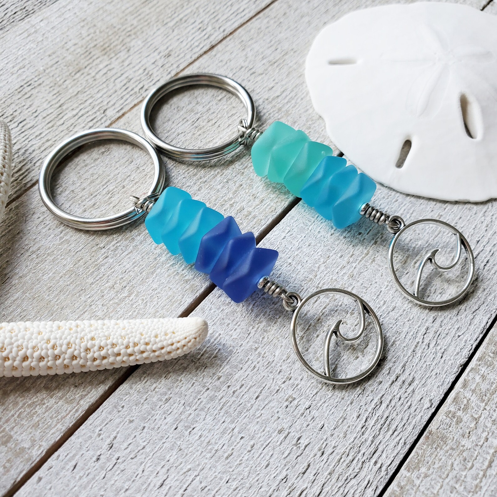 Sea Glass Key Chain Ocean Wave Keychain Tropical Gift Beach | Etsy