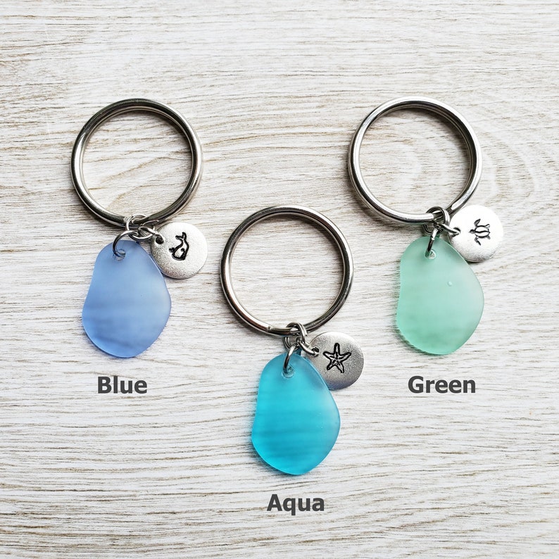 Custom Ocean Keychain With Sea Turtle, Starfish or Whale Charm - Sea ...