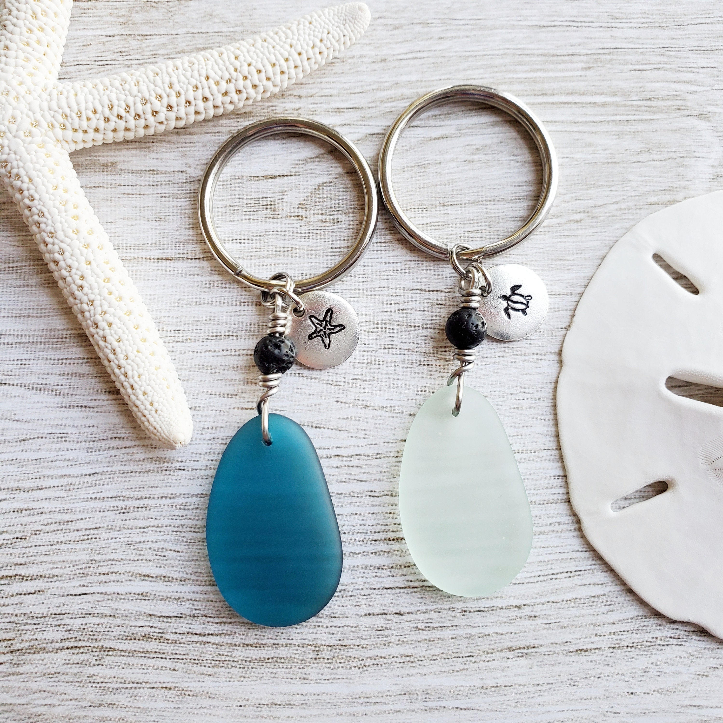 Sea Glass Keychain Ocean Keychain Seaglass Key Chain | Etsy