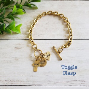 Gold Christian Bracelet, Faith Hope and Love, 1 Corinthians 13:13 ...