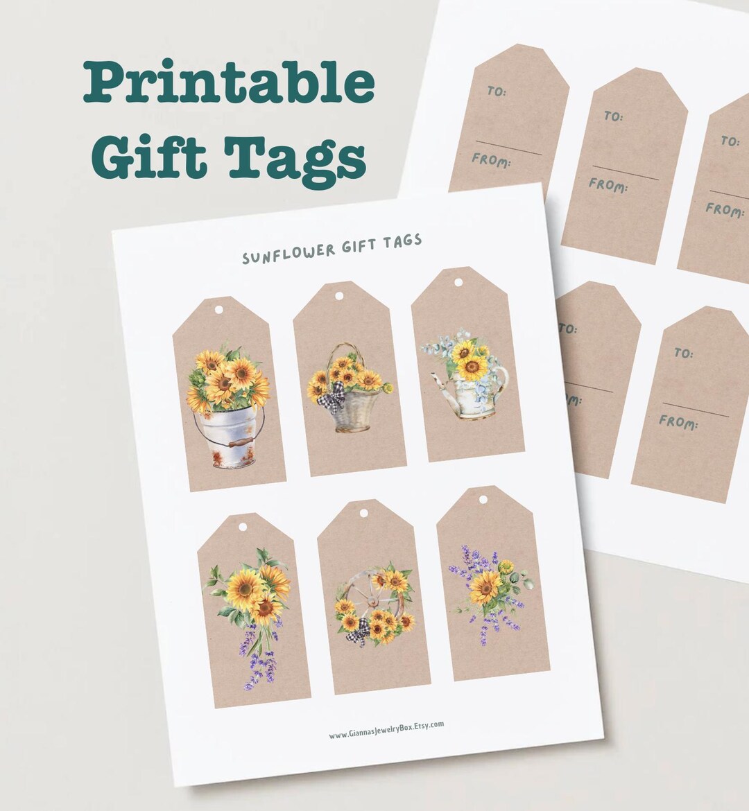 Printable Sunflower Gift Tags: Farmhouse Style DIY (PDF Download) - Etsy