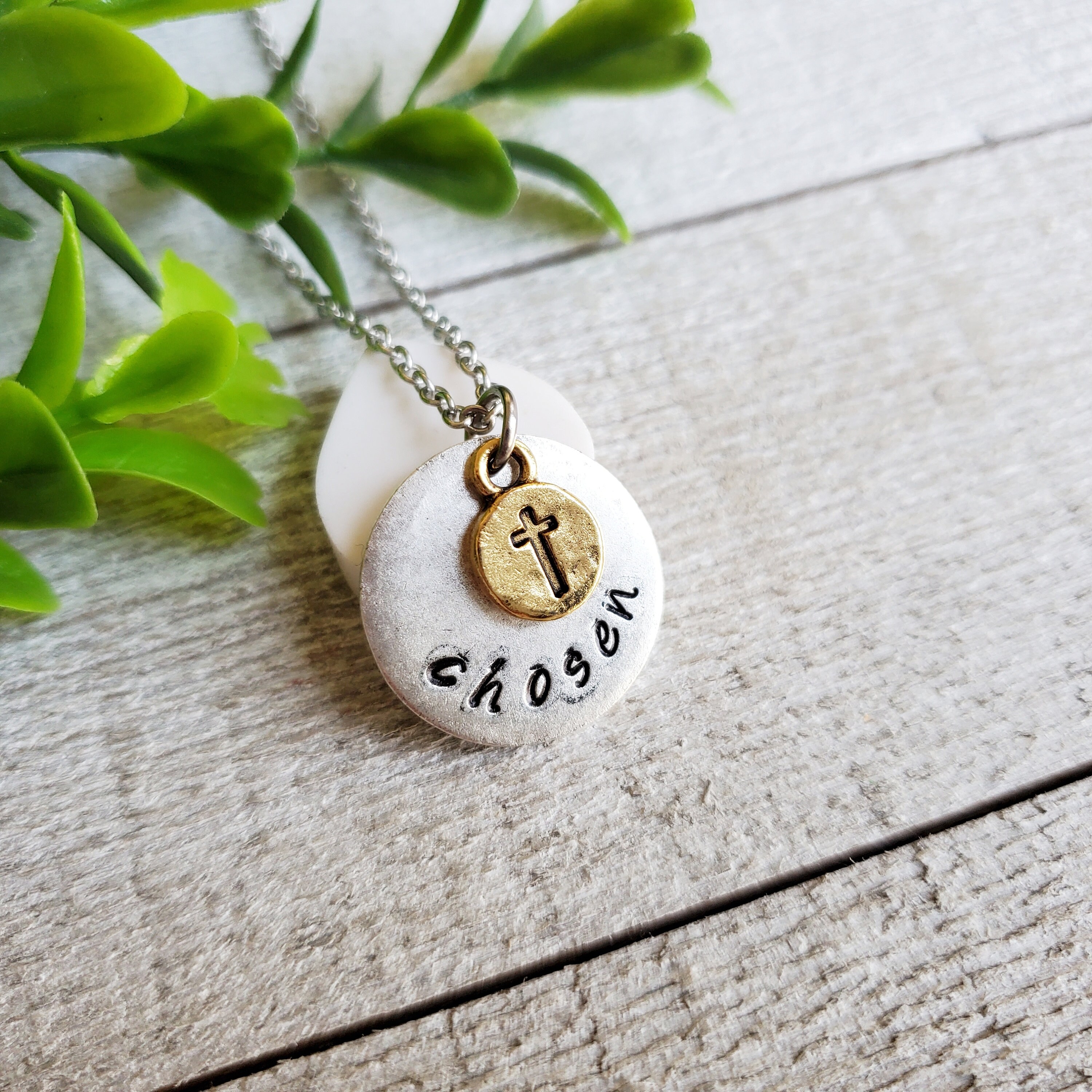 Chosen Necklace Christian Jewelry Hand Stamped Jewelry Gold | Etsy