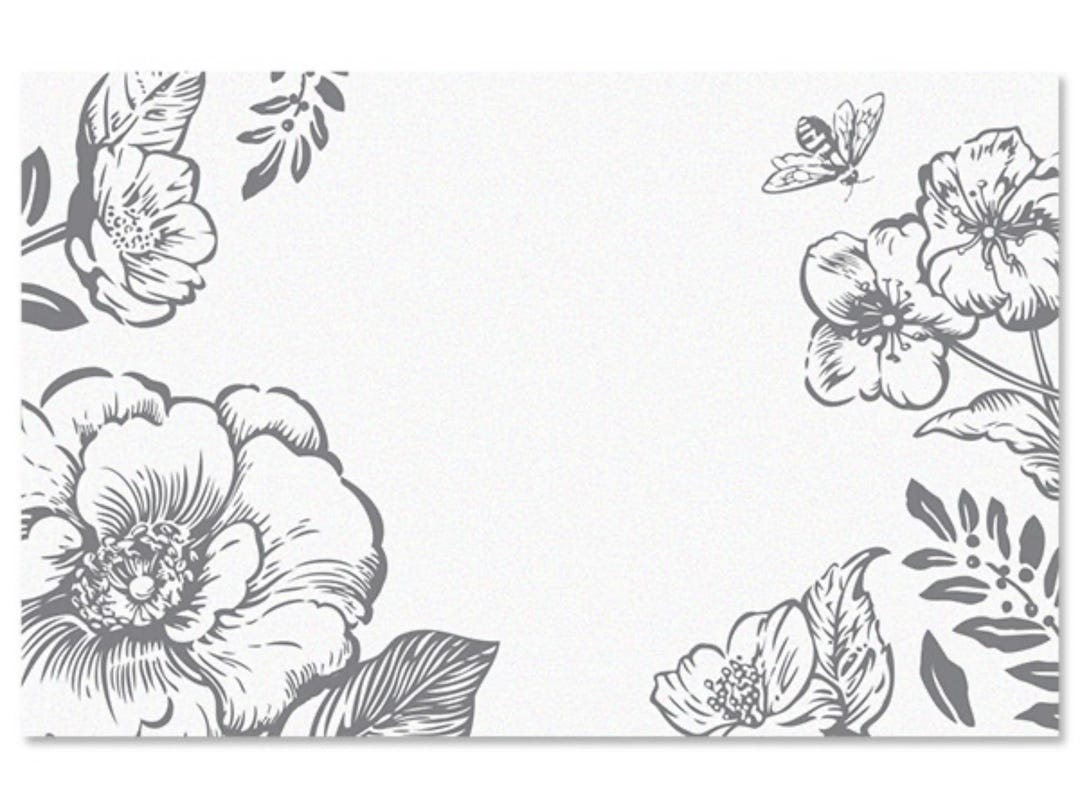 Elegant Gray Floral Enclosure Cards, Small Note Cards, Name Place Cards ...