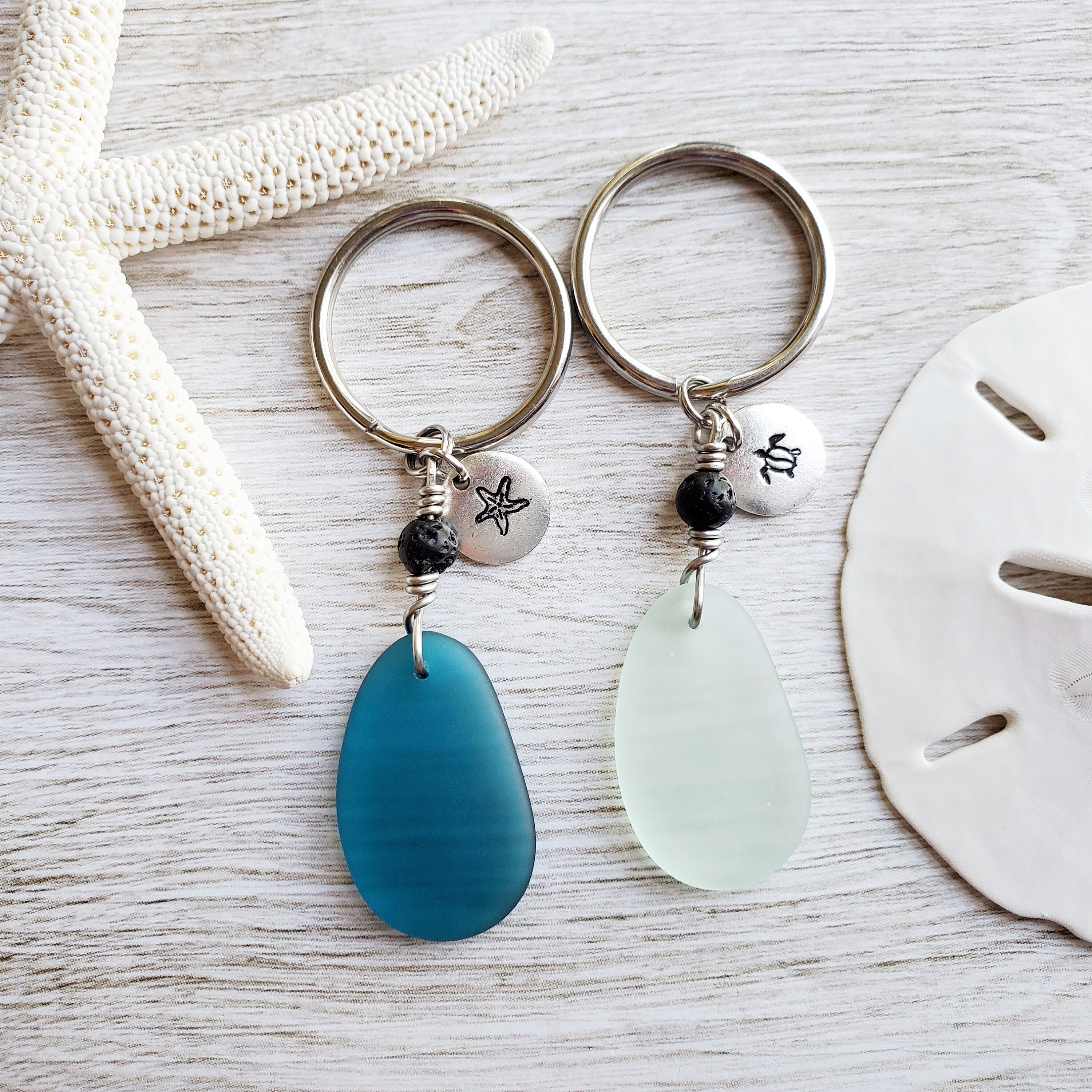 Sea Glass Keychain Ocean Keychain Seaglass Key Chain | Etsy