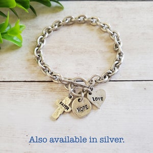 Gold Christian Bracelet, Faith Hope and Love, 1 Corinthians 13:13 ...