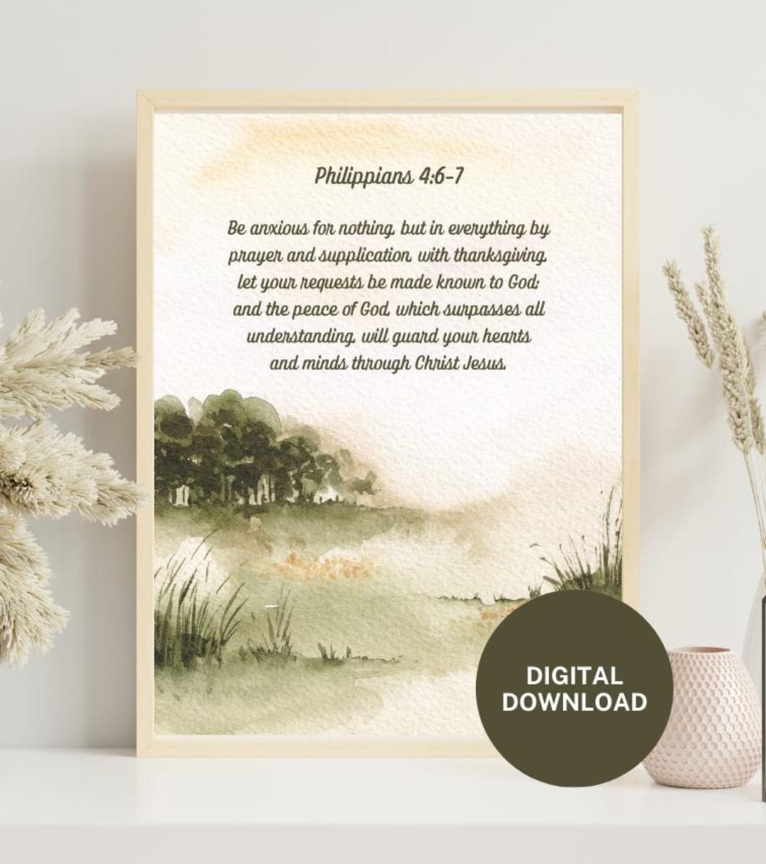 Philippians 4:6-7 Bible Verse Printable 8.5x11 Inches, Be Anxious for ...