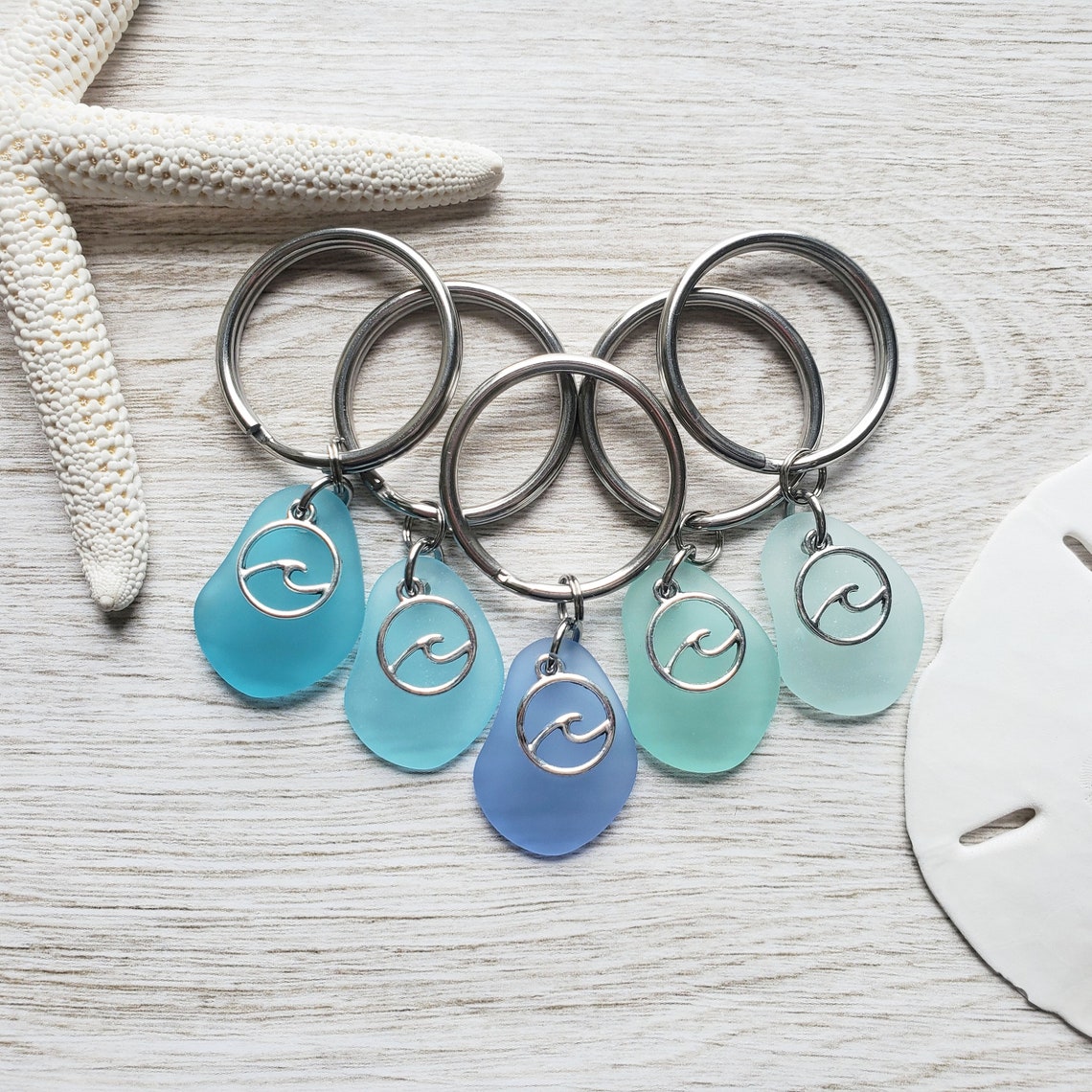 Sea Glass Key Chain Wave Keychain Beachy Gifts Beach | Etsy
