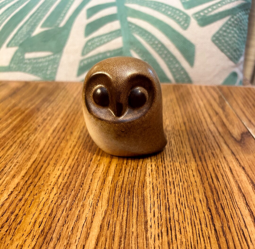 Howard Pierce Porcelain Barn Owl 3" Shades of Brown Glossy - Etsy