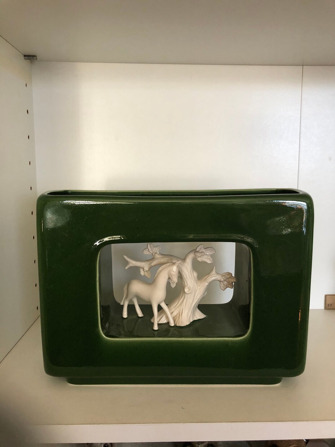 Howard Pierce Porcelain Forest Green Planter With White Bisque - Etsy