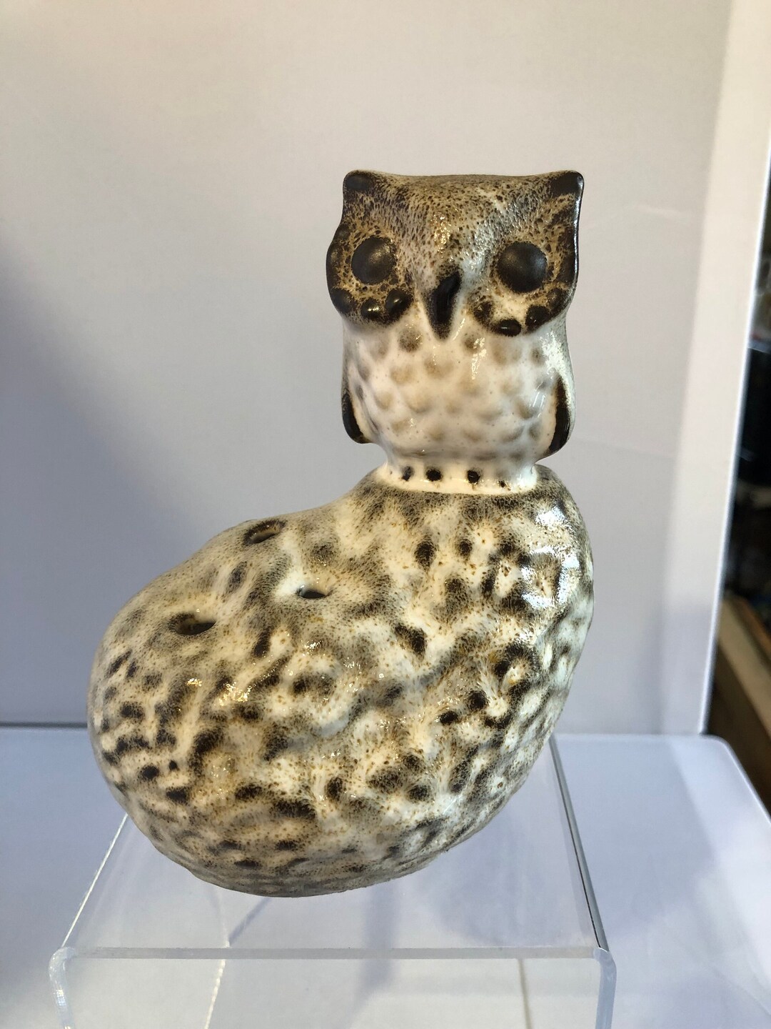 Howard Pierce Horned Owl on Rock Flower Frog - Etsy