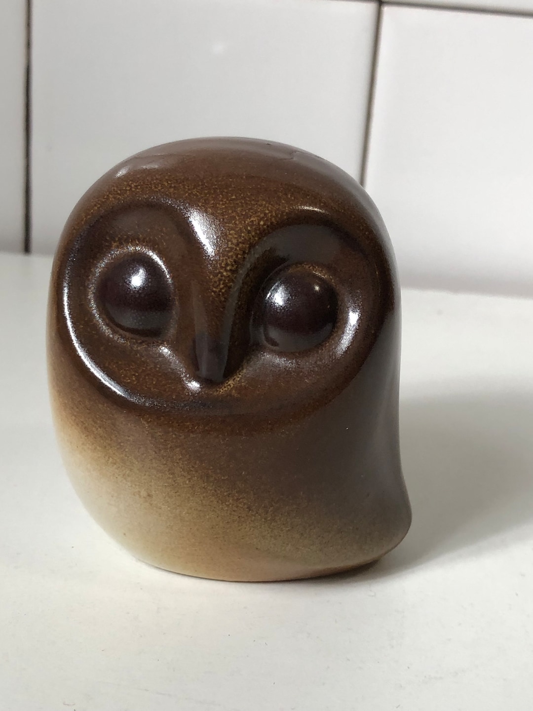 Howard Pierce Porcelain Barn Owl 3" Brown Glossy - Etsy