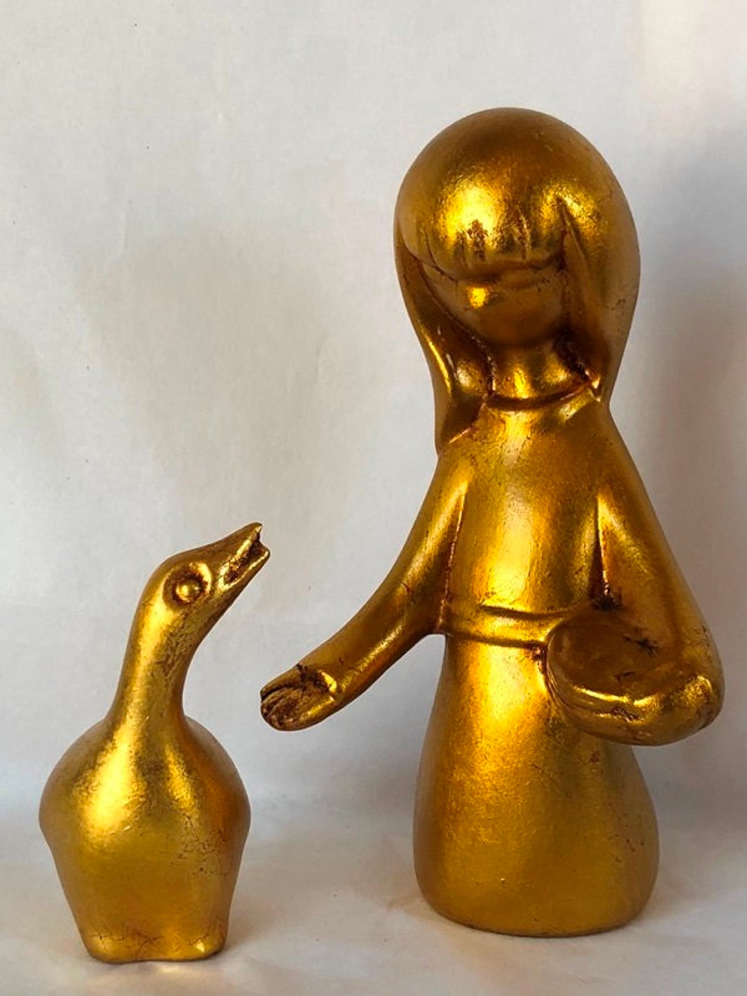 Howard Pierce Girl Feeding Goose Gold - Etsy