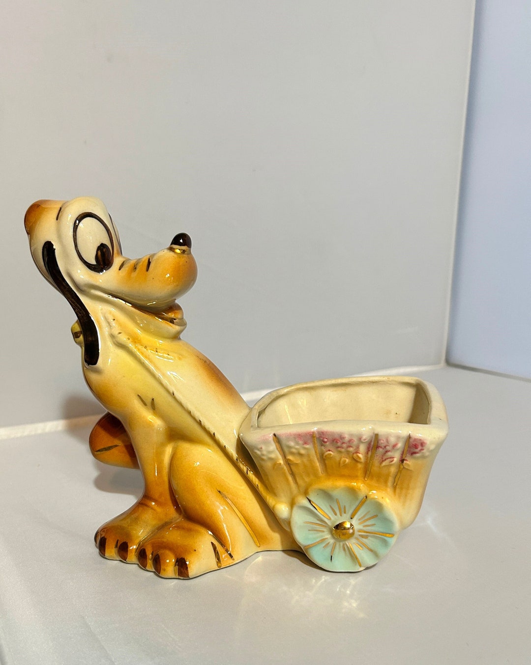 Pluto Walt Disney Ceramic Planter Pluto Pulling a Cart - Etsy