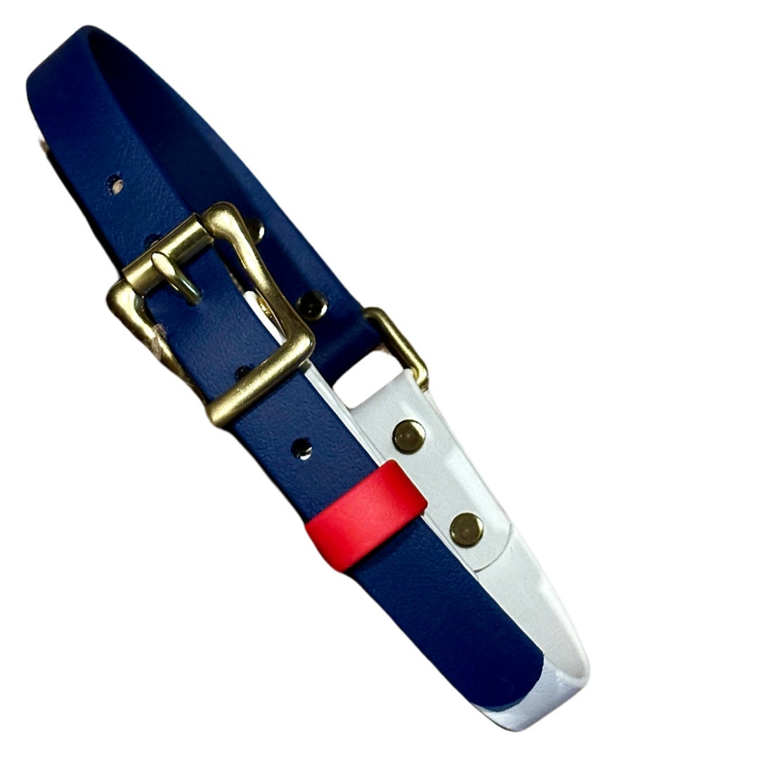 Waterproof Safety/field Collar Crisp White Marine Navy W/cherry Red ...