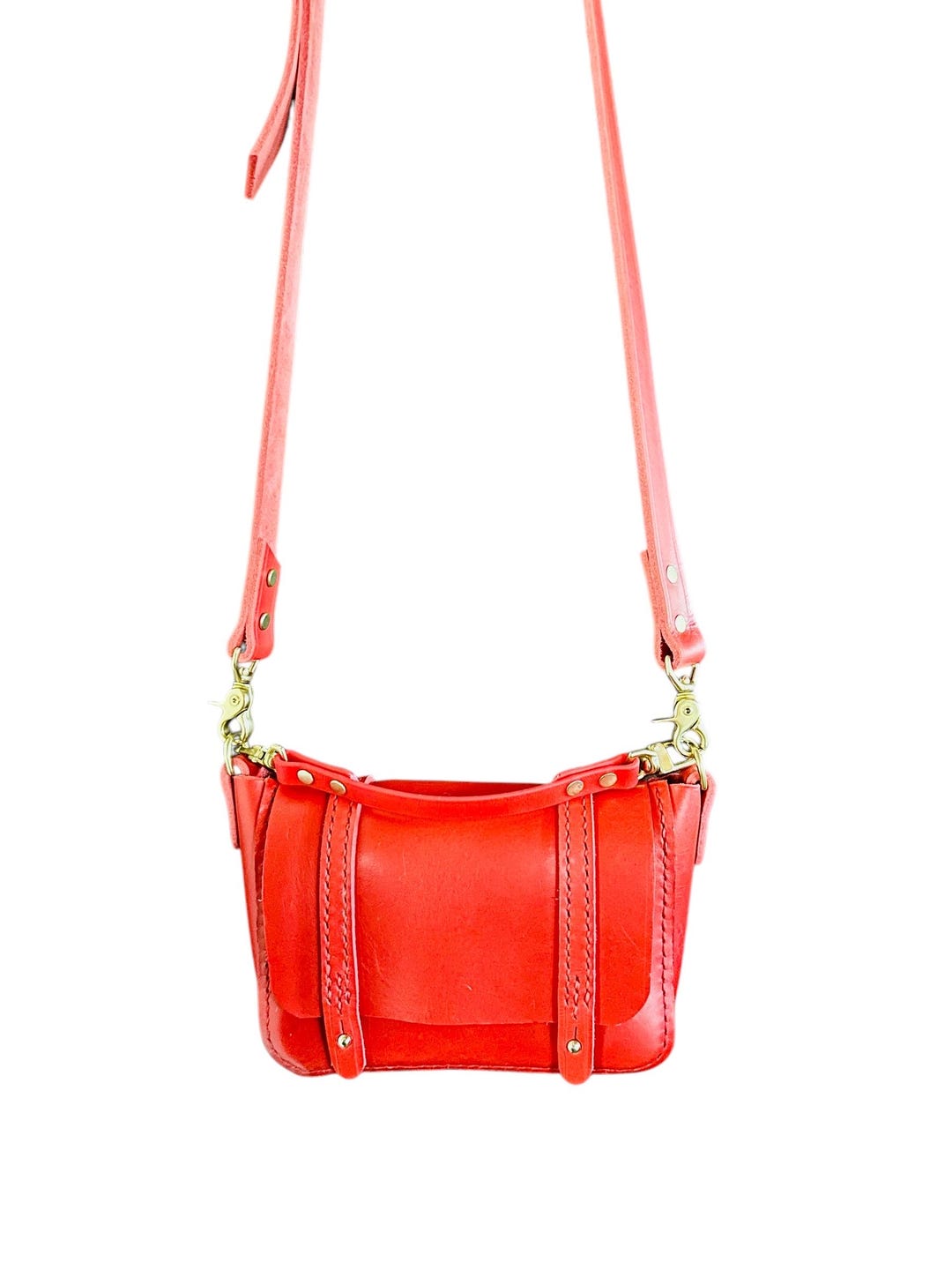 Red Mini Messenger Bag, Italian Red Bag, Red Leather Messenger Bag ...