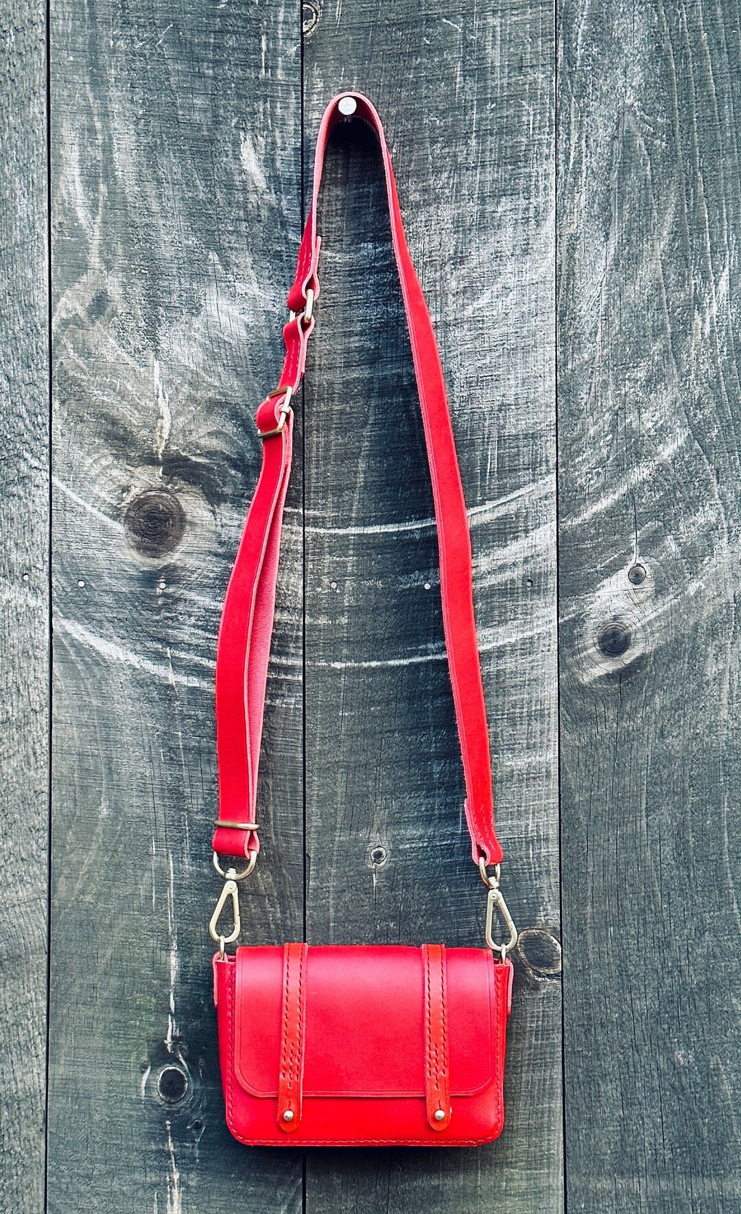 Red Mini Messenger Bag, Italian Red Bag, Red Leather Messenger Bag ...