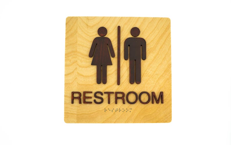 ADA Compliant Restroom Sign: Modern Braille Bathroom Decor 8"x8" - Etsy