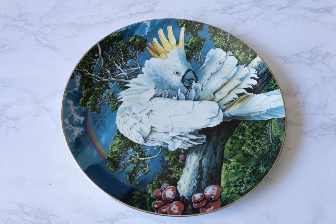 Greater Sulpher Crested Cockatoo Collector Plate KONRAD HACK Exotic ...
