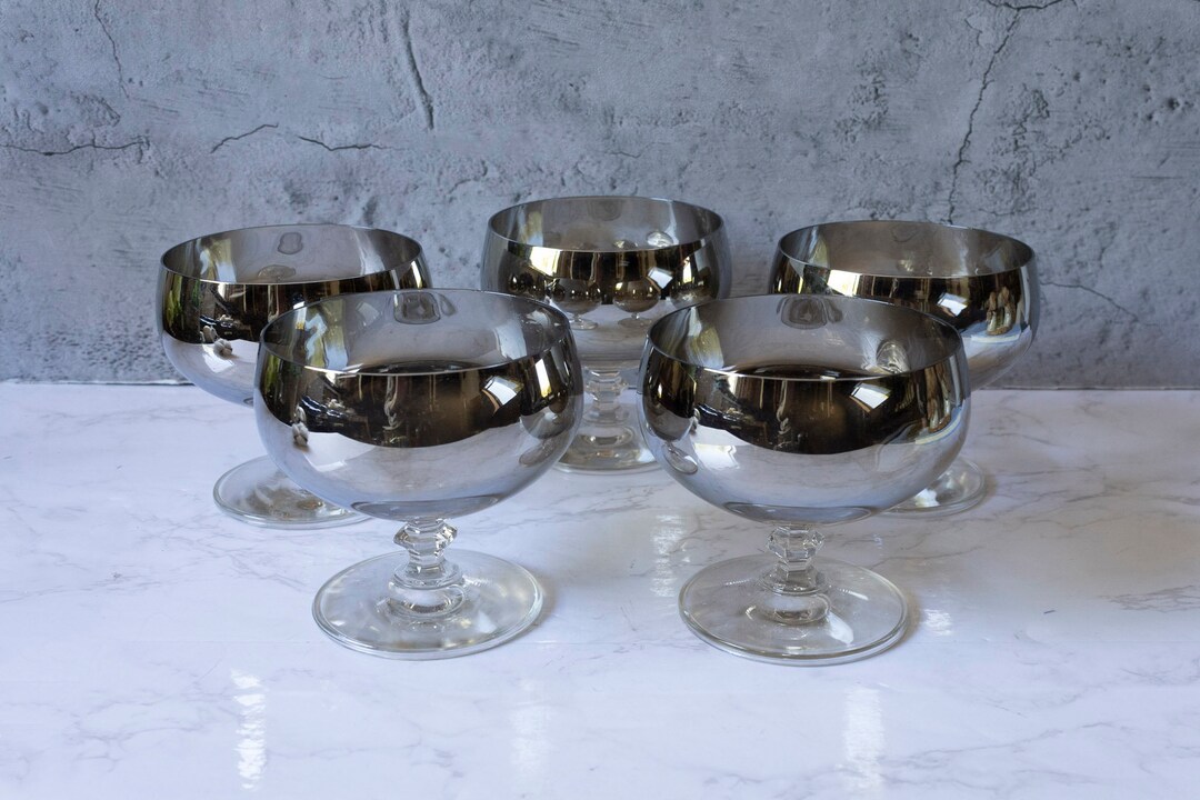Vintage Mid Century Modern Barware Platinum Rimmed Ombre Smokey Dorothy ...